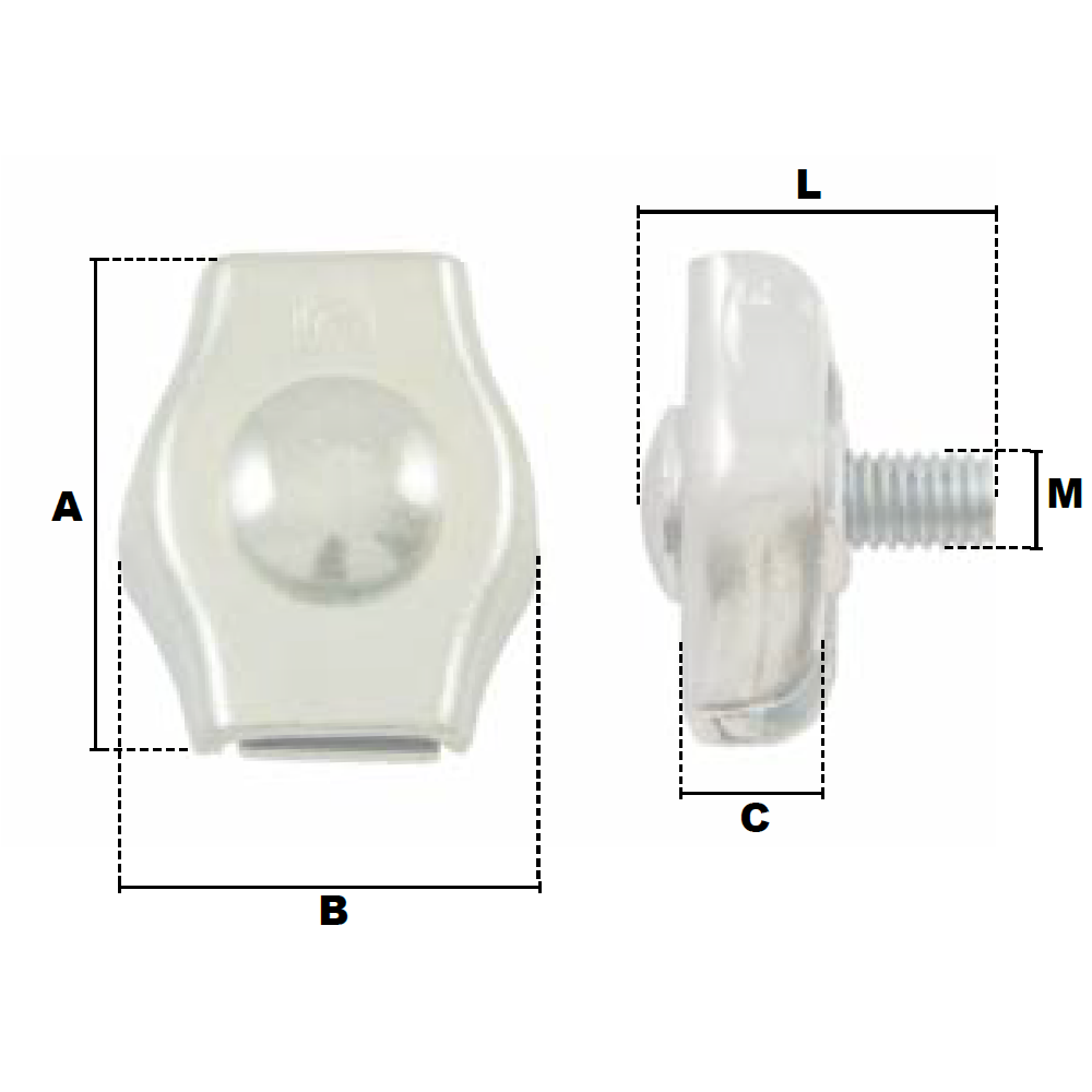 Serre-Câble Plat à 1 boulon Pramac | ⌀ : 2 - 8 mm | Levage manutention
