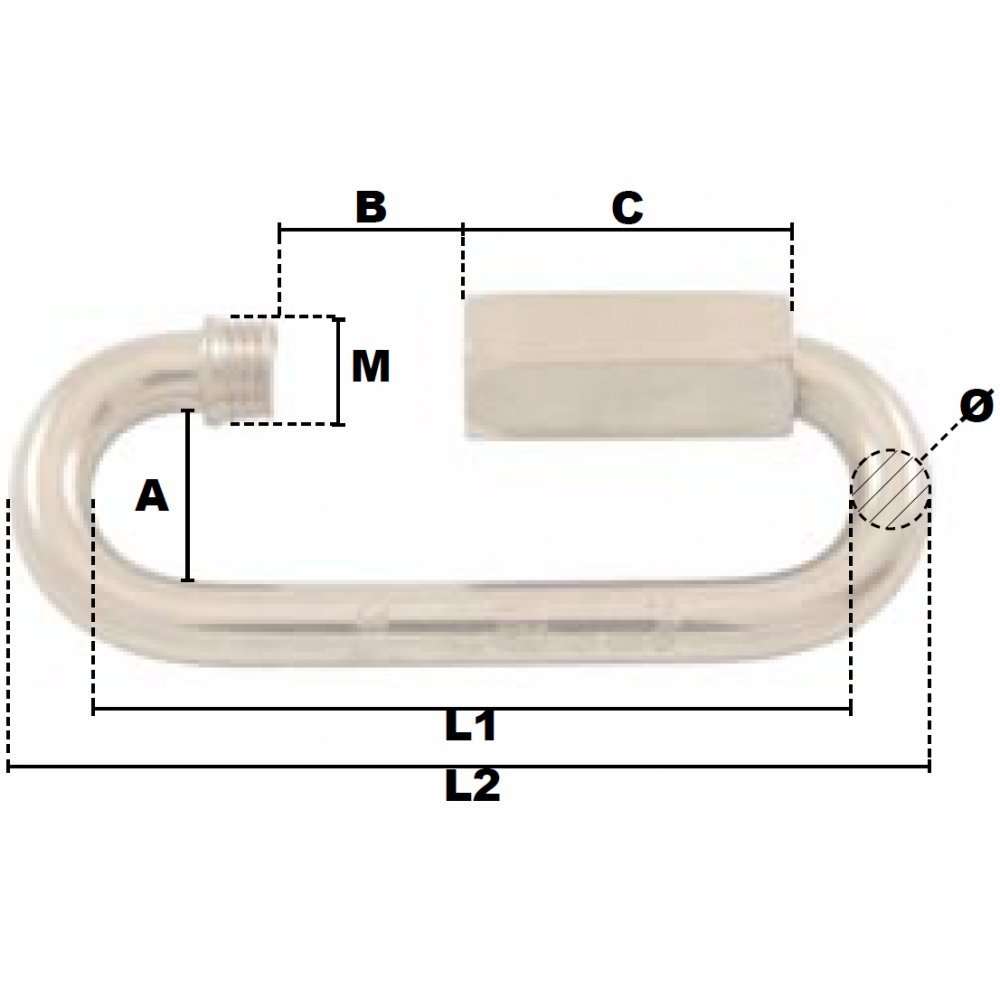 Wide opening stainless steel quick link - Levagemanutention.com