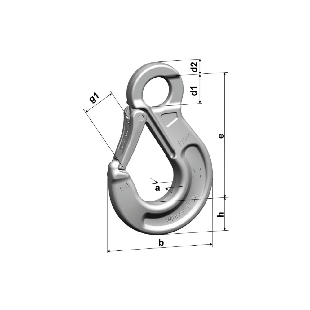 Crochet à œil compact à linguet inox